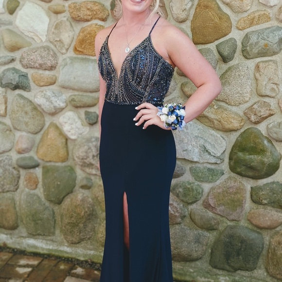Faviana | Dresses | Navy Blue Faviana Prom Dress | Poshmark
